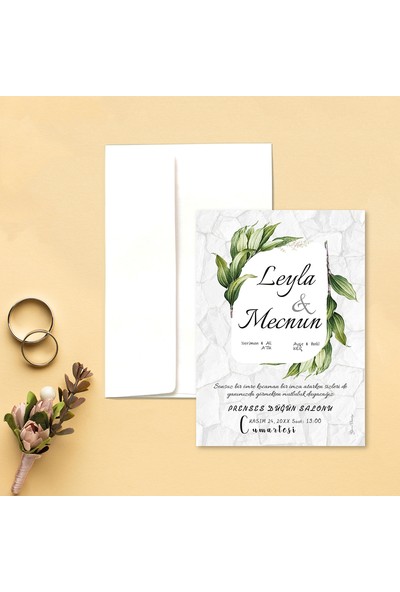 Otuz9 Beyaz Zarflı Davetiye Düğün - Nişan - Kına - Nikah (100 Adet)