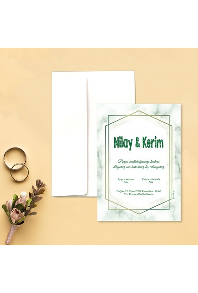 Otuz9 Beyaz Zarflı Davetiye Düğün - Nişan - Kına - Nikah (100 Adet)