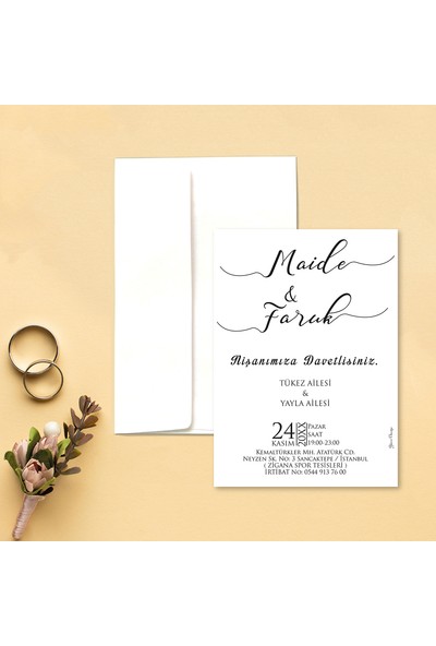 Beyaz Zarflı Düğün - Nişan - Kına - Davetiye (100 Adet)