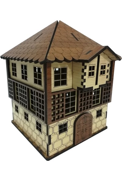 Ferasahil Dekoratif Ahşap Tarihi Ev Kumbara, Tipbox