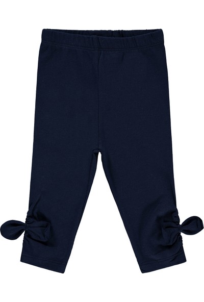 Kujju Kız Bebek Yandan Büzgülü Uzun Tayt 6-18 Ay Lacivert