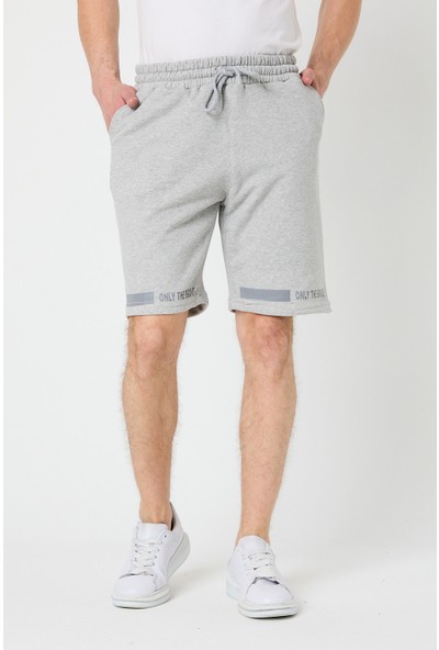 Tarz Cool Erkek Gri Regular Fit Detaylı Şort & Bermuda-Rflksrtr04S