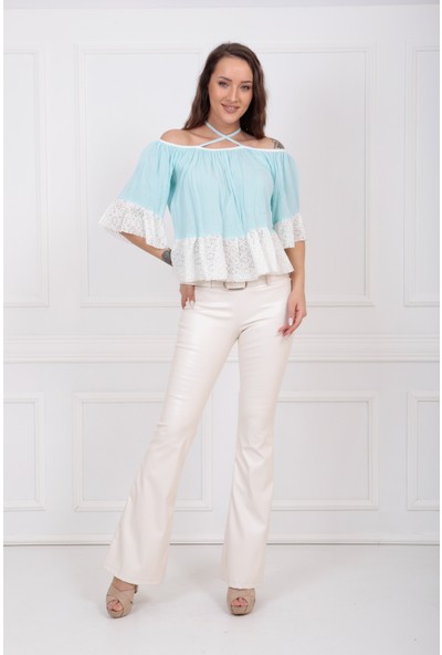 Sense Ispanyol Paça Kemerli Örme Kumaş Pantolon PNT32439