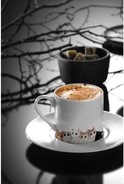 Lion Print Art Kedicikler Kedi Baskılı Kahve Fincanı