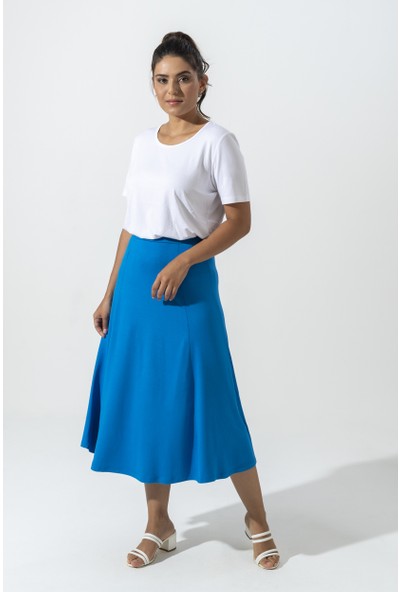 Hepisize Viskon Likralı Kumaş Günlük Mavi Renk Etek Hepisize Viskon Likralı Kumaş Günlük Mavi Renk Etek