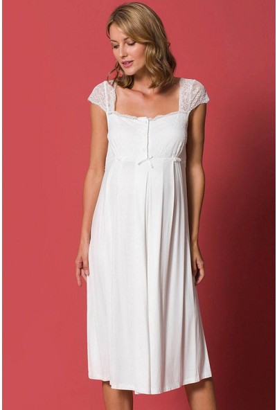 Monamise 18300 Hamile Lohusa Gecelik - Ekru Monamise 18300 Hamile Lohusa Gecelik - Ekru