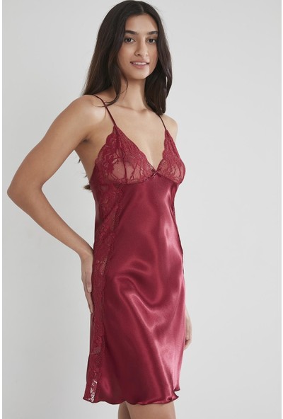 Pierre Cardin 624 Saten Gecelik - Bordo Pierre Cardin 624 Saten Gecelik - Bordo