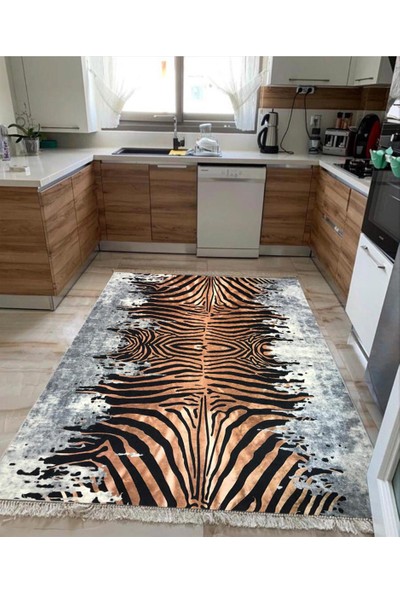 Zebra Kaymaztabanlı Yıkanabilir Halı Kilim Yolluk Dijital Baskı Kahve Gri Zebra Kaymaztabanlı Yıkanabilir Halı Kilim Yolluk Dijital Baskı Kahve Gri