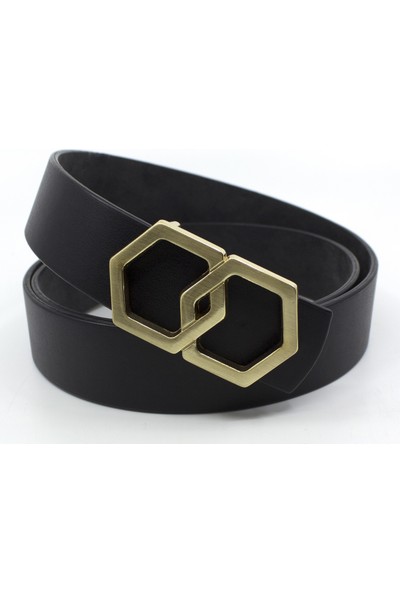 Çanta Sepetim Unisex Siyah Gold Tokalı Kemer