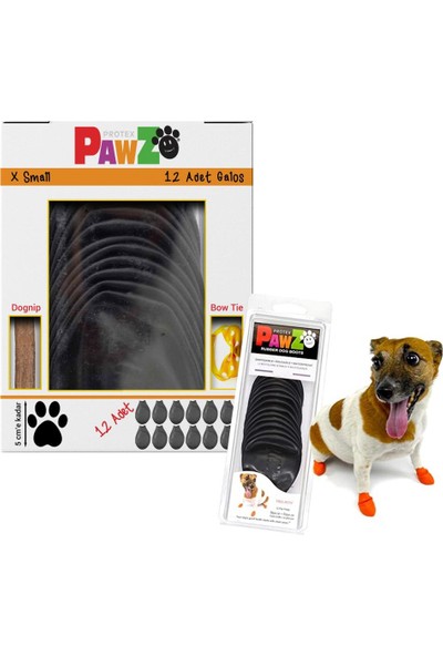 Pawz Su Geçirmez Siyah Köpek Galoşu, Köpek Ayakkabısı Xs-5 Cm-12 Adet