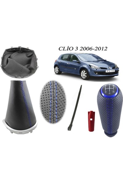 Vts Körük Renault Clio 3 Vites Körüğü ve Deri Topuzu Delikli Deri Mavi Dikiş + Deri Topuz Mavi Kapak Vts Körük Renault Clio 3 Vites Körüğü ve Deri Topuzu Delikli Deri Mavi Dikiş + Deri Topuz Mavi Kapak