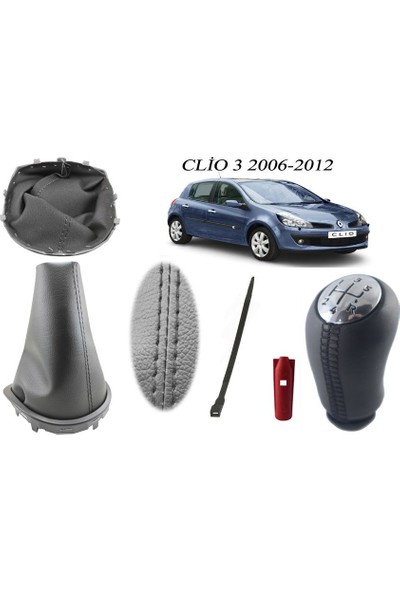 Vts Körük Renault Clio 3 Vites Körüğü ve Deri Topuzu Siyah Dikiş + Deri Topuz Parlak Kapak Vts Körük Renault Clio 3 Vites Körüğü ve Deri Topuzu Siyah Dikiş + Deri Topuz Parlak Kapak
