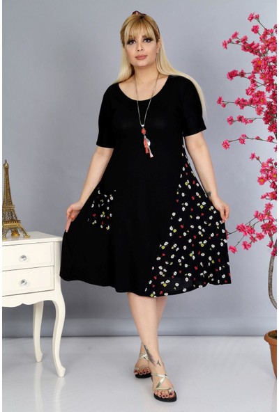 mezura Kadın Kısa Kol Diazaltı Cepli Penye Elbise
