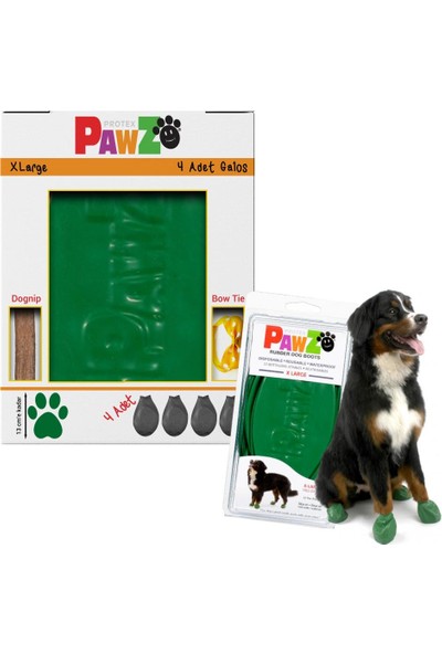 Pawz Su Geçirmez Yesil Köpek Galoşu, Köpek Ayakkabısı Xl-13 Cm-4 Adet