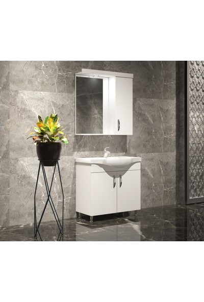 Özceden Yıldız Banyo Dolabı 55 cm Beyaz Mdf