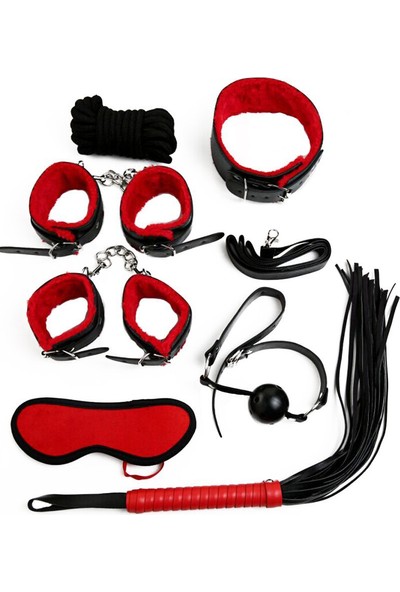 Vip Club Fantezi Kelelpçeli Fantezi Kırbaçlı 7'li Fantezi Aksesuar Set