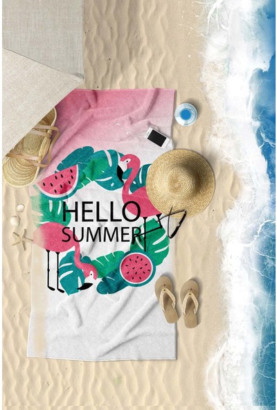 Vevien Home Hello Summer Dijital Baskılı 70 x 140 cm Plaj Havlusu
