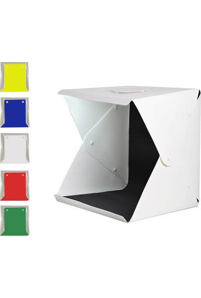 Valkyrie Portatif Işıklı Ürün Fotograf Çekim Çadırı 22.6*23*24CM 6 Fonlu