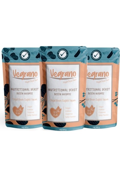 Vegrano Nutritional Yeast (Besin Mayası) 3 x 100 gr Vegrano Nutritional Yeast (Besin Mayası) 3 x 100 gr