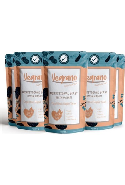 Vegrano Nutritional Yeast (Besin Mayası) 5 x 100 gr Vegrano Nutritional Yeast (Besin Mayası) 5 x 100 gr