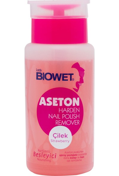 Lady Biowet Biowet Çilek Parfümlü Pompalı Aseton 150 ml Lady Biowet Biowet Çilek Parfümlü Pompalı Aseton 150 ml