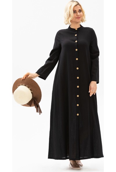 Eliş Şile Bezi Büyük Beden Şile Bezi Esen Ferace Siyah