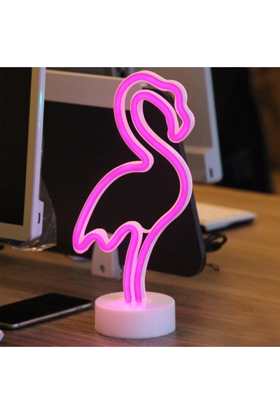 Hediyesahibi Hediye Sahibi Flamingo Tasarımlı Neon LED Lamba 32*15CM
