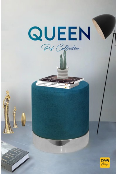 Zem Queen Turkuaz - Silver Puf