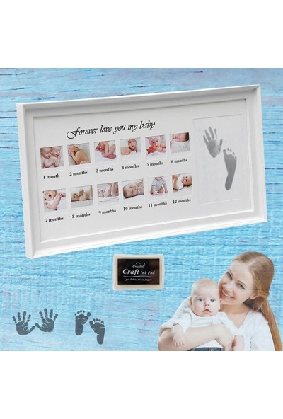 Süsle Bebek & Parti Bebek El ve Ayak Izi Çerçevesi, 12 Ay