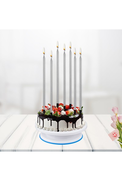 Süsle Bebek ve Parti İnce Uzun Altlıklı Pasta Mumu, 20 cm x 7 Adet - Gümüş Süsle Bebek ve Parti İnce Uzun Altlıklı Pasta Mumu, 20 cm x 7 Adet - Gümüş