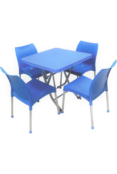 Romanoset Hilal 90x90 cm Katlanır Bahçe ve Balkon Masa Takımı 4 Sandalyeli