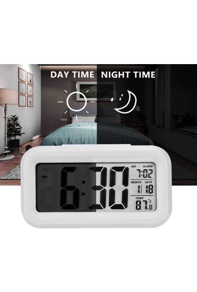 Şifa-i Nur Şifainur Isı Ölçer LCD Işıklı Sensörlü Termometreli Alarmlı Dijital Masa Saati + Pil Şifa-i Nur Şifainur Isı Ölçer LCD Işıklı Sensörlü Termometreli Alarmlı Dijital Masa Saati + Pil