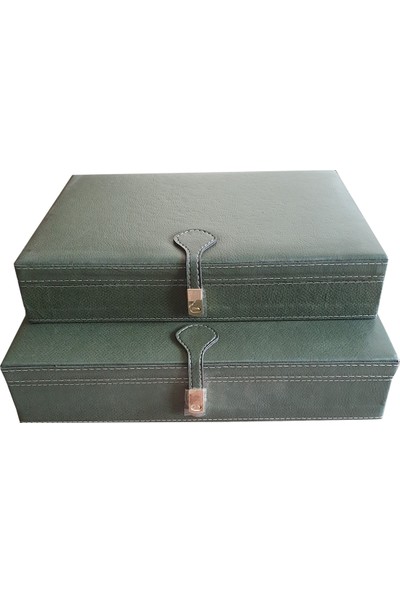 Adalinhome Deri Aksesuar Kutusu 2'li Set 12 ve 4 Gözlü