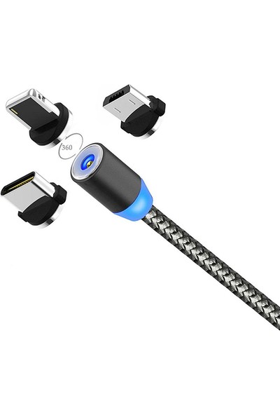 Owwotech Çoklu 3 In 1 Mıknatıslı Şarj Kablosu-Çoklu Şarj Kablosu PG-469