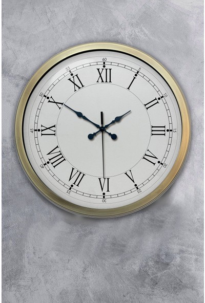 Platin Saat 40 cm Eskitme Metal Retro Duvar Saati