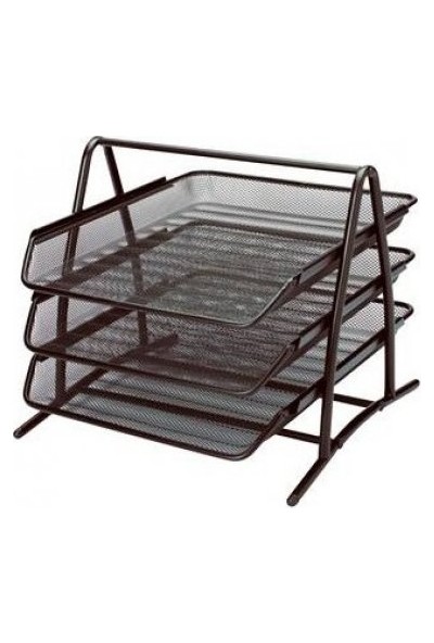 Vegus 3 Katlı Metal Evrak Rafı Siyah