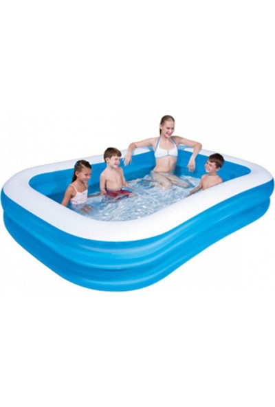 Bestway 12819 - Jumbo Boy Dikdörtgen Şişme Aile Havuz Seti, Pompa +58319 Kapama ÖRTÜSÜ(211X132X46CM)