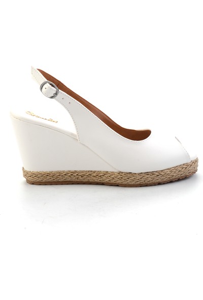 Bambi Beyaz Dolgu Topuklu Ayakkabı