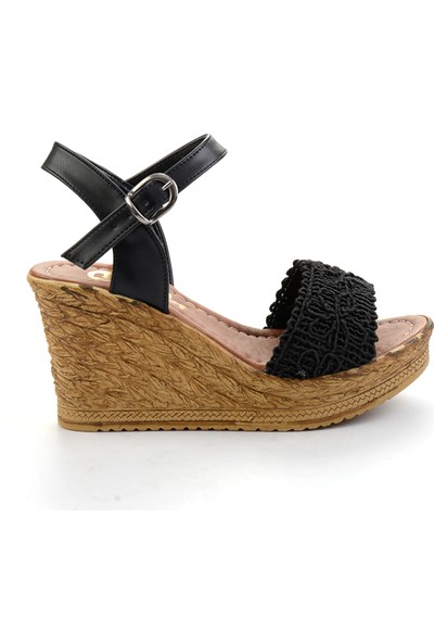 Bambi Siyah Dolgu Topuklu Ayakkabı