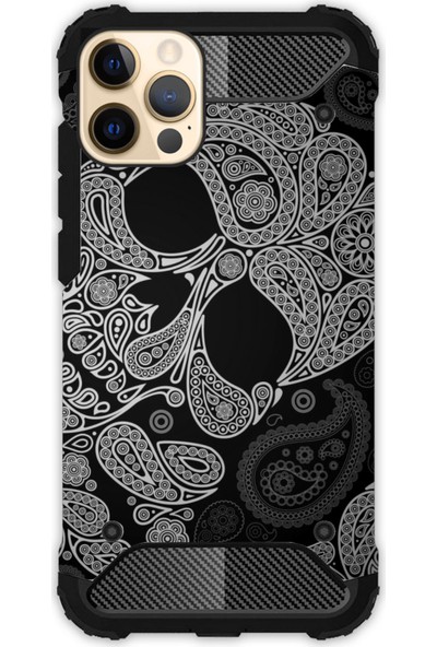 Cupcase iPhone 12 Pro Max Kılıf Desenli Sert Korumalı Zırh Tank Kapak - Skuller