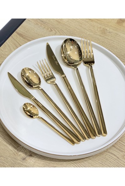 Dame Maria 42 Parça Allegra Çatal Kaşık Bıçak Seti Titanyum Gold
