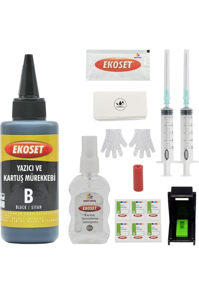 Ekoset Hp 2320 2710 2720 2721 2723 Hp 305 Uyumlu Siyah Kartuş Dolum Seti 100 ml Ekoset Hp 2320 2710 2720 2721 2723 Hp 305 Uyumlu Siyah Kartuş Dolum Seti 100 ml