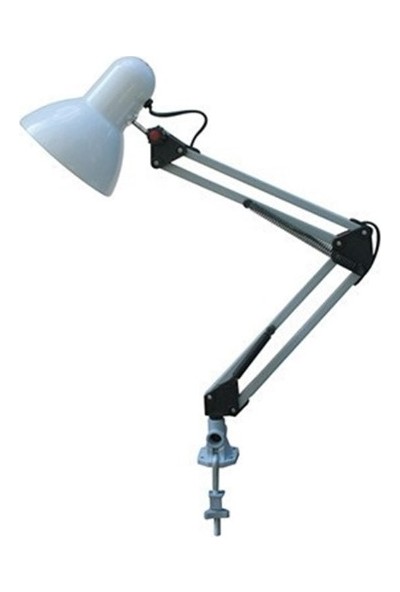 Akrobat 360° Hareketli Kıskaçlı Detroit Çalışma Masa Lambası Beyaz Renk + 10W LED Ampul Akrobat 360° Hareketli Kıskaçlı Detroit Çalışma Masa Lambası Beyaz Renk + 10W LED Ampul