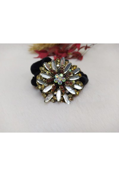 Hd Marketim Hdmarketim Çiçek Temalı Sarı Taşlı Lastik Kadife Toka Hd Marketim Hdmarketim Çiçek Temalı Sarı Taşlı Lastik Kadife Toka