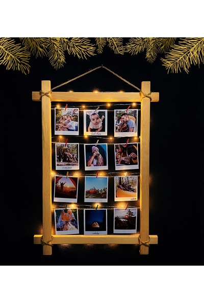 Webotto Naturel Ahşap Işıklı Mandallı Dikdörtgen Fotoğraf Çerçevesi Webotto Naturel Ahşap Işıklı Mandallı Dikdörtgen Fotoğraf Çerçevesi