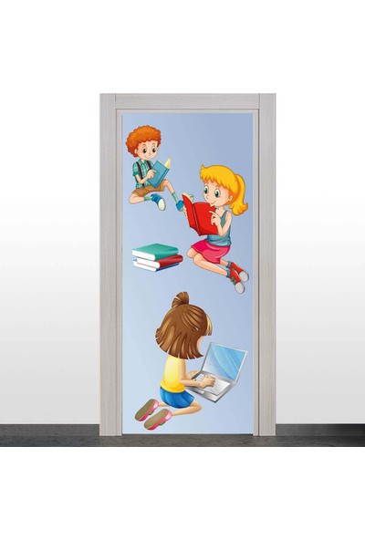 Okularenkkat Çocuk ve Kitap Temalı Kapı Giydirme Okularenkkat Çocuk ve Kitap Temalı Kapı Giydirme