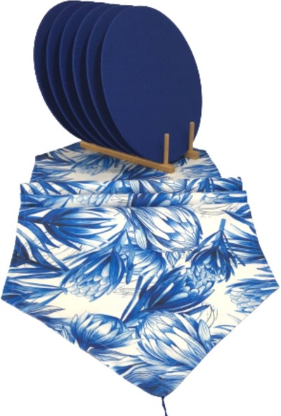 Desenİzmir Amerikan Servis 6'lı Supla ve Runner Örtü Seti Egzotik Çiçek Serisi Desenİzmir Amerikan Servis 6'lı Supla ve Runner Örtü Seti Egzotik Çiçek Serisi