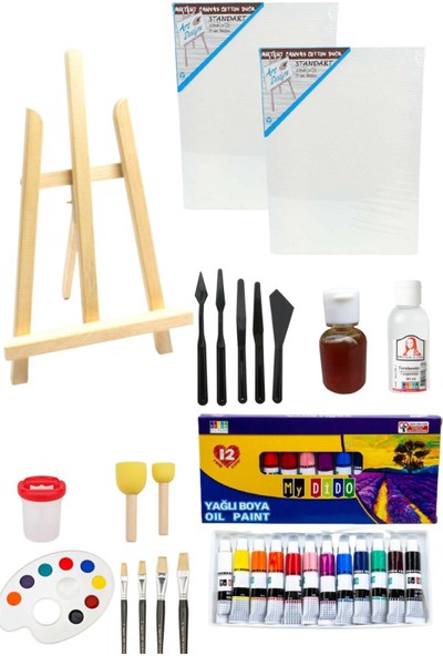 Oyun ve Sanat Masa Üstü Şövale, Yağlı Boya, Tuval, Resim Seti Oyun ve Sanat Masa Üstü Şövale, Yağlı Boya, Tuval, Resim Seti