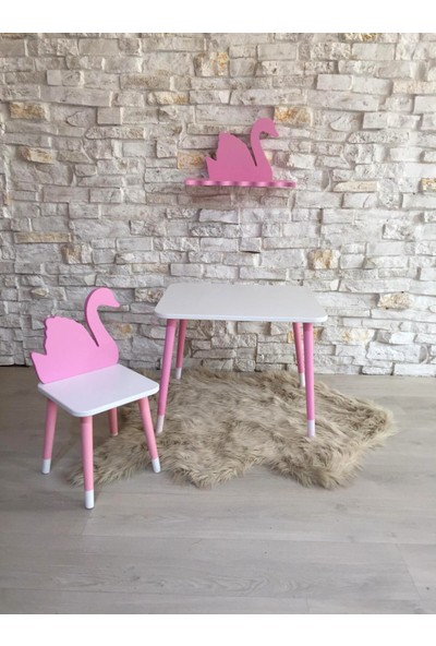 Go Baby Go BabyPembe Kuğu Model Masa Sandalye