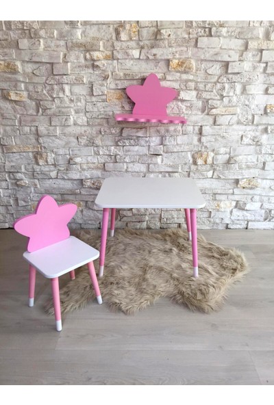 Go Baby Go BabyPembe Yıldız Model Masa Sandalye